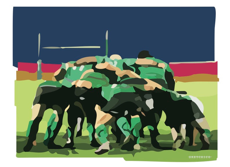 Contemporary Irish Digital Art Print featuring an Irish Rugby Scrum ...