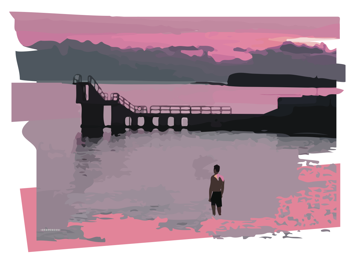 Unique Art print of Salthill, Blackrock Diving Board Sunset - SKETCHICO